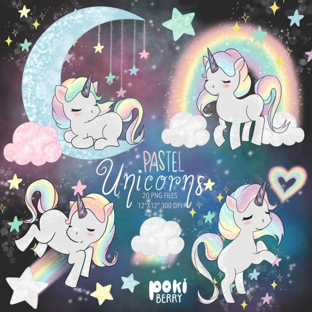 Pastel Unicorn Clip Art: Rainbow Galaxy Graphics (digital Download) - Etsy