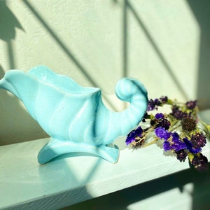 Cottagecore Pastel Blue Hull Pottery Cornucopia Horn of Plenty Retro ...