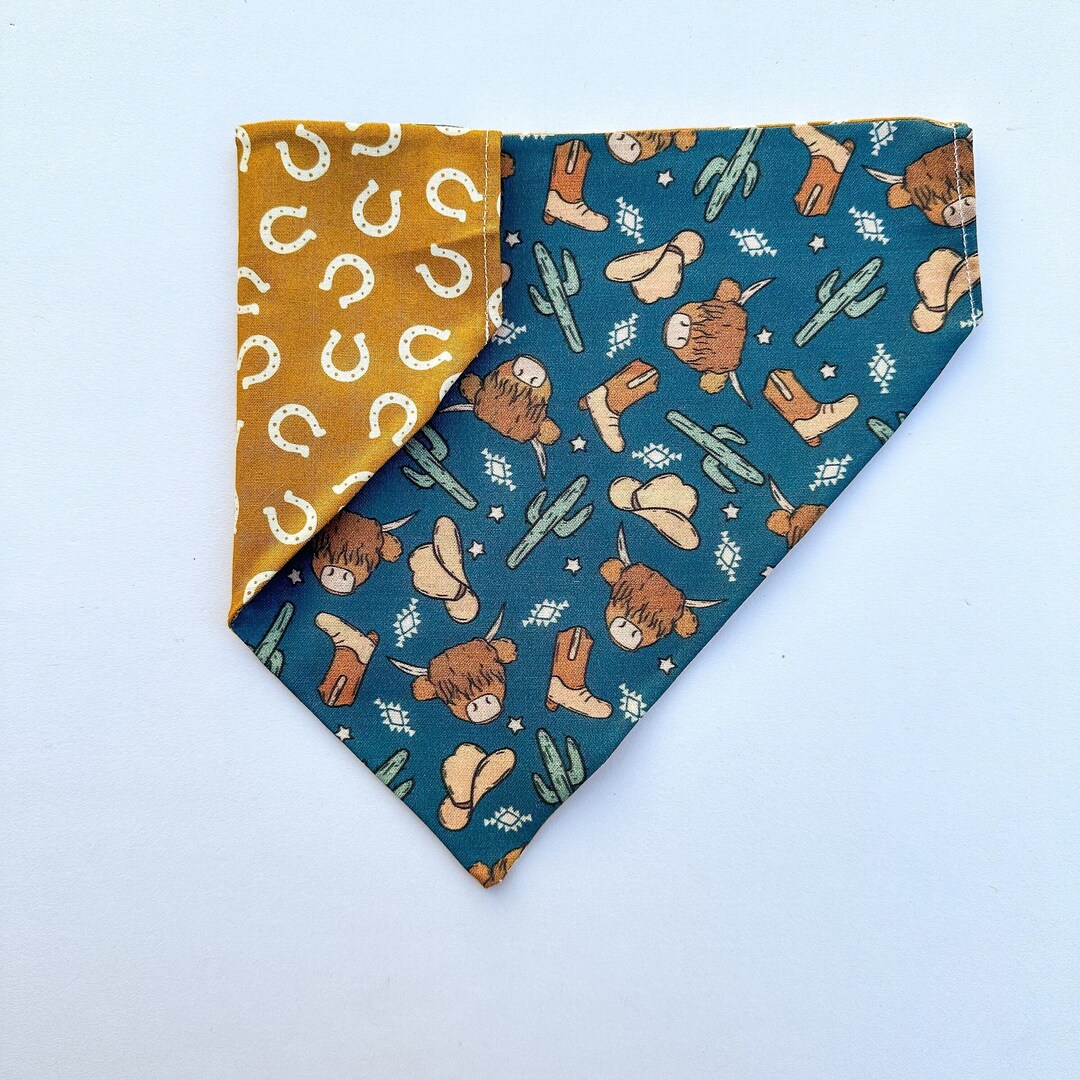 Western Dog Bandana | Over the Collar or Tie on | Summer Dog Bandana ...