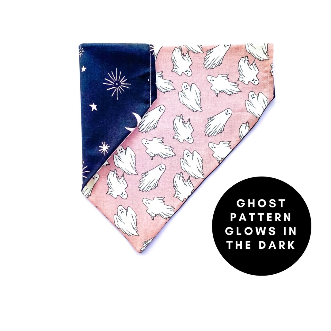 Halloween Dog Bandana, Ghosts | Over the Collar or Tie on | Glow in the ...