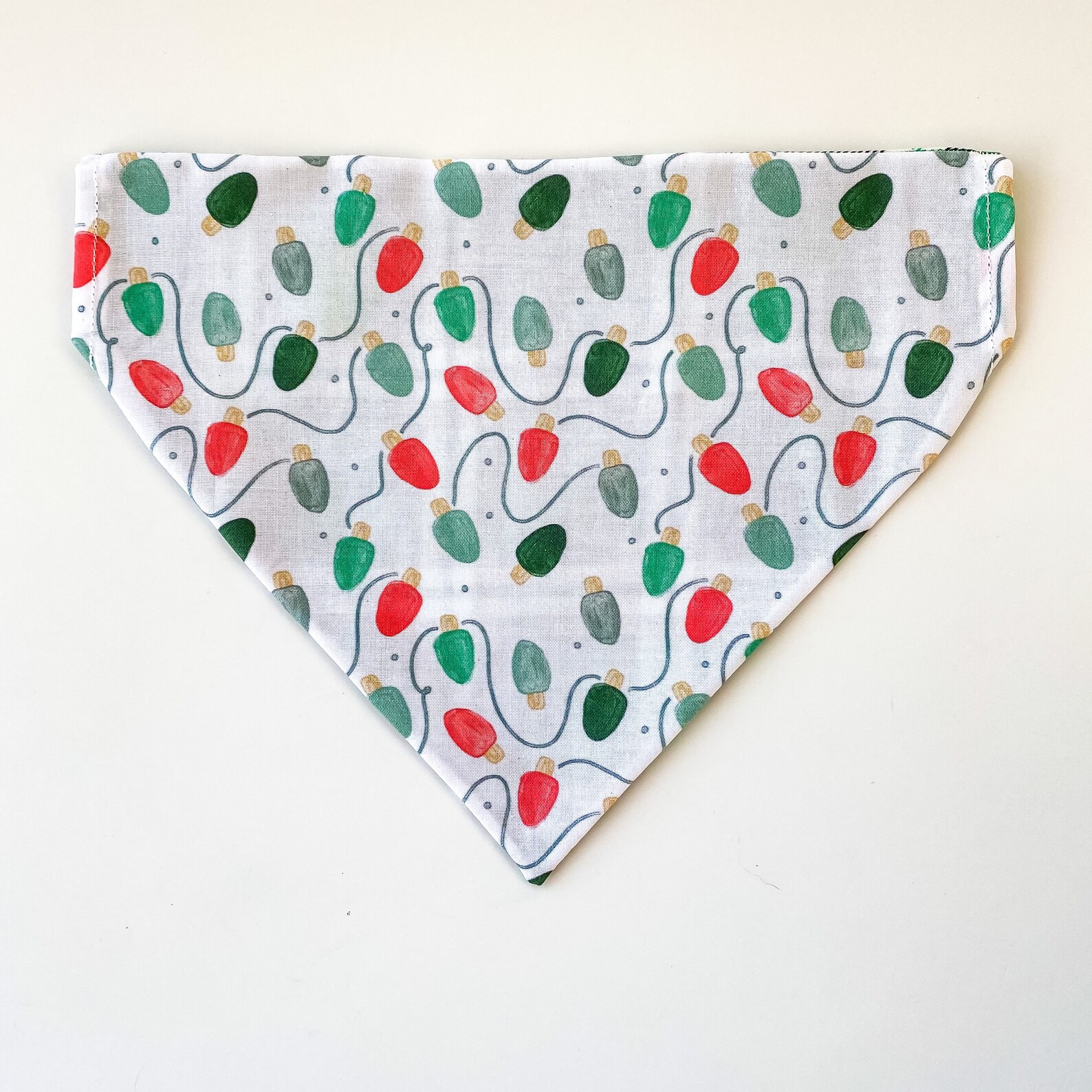 Christmas Dog Bandana | Christmas Lights, Green Plaid | Over the Collar ...