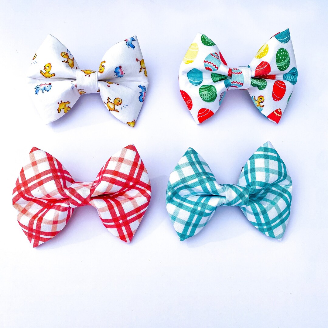 Easter Dog Bow Tie | Easter Eggs, Chicks, Plaid | Dog Collar Bow Tie ...