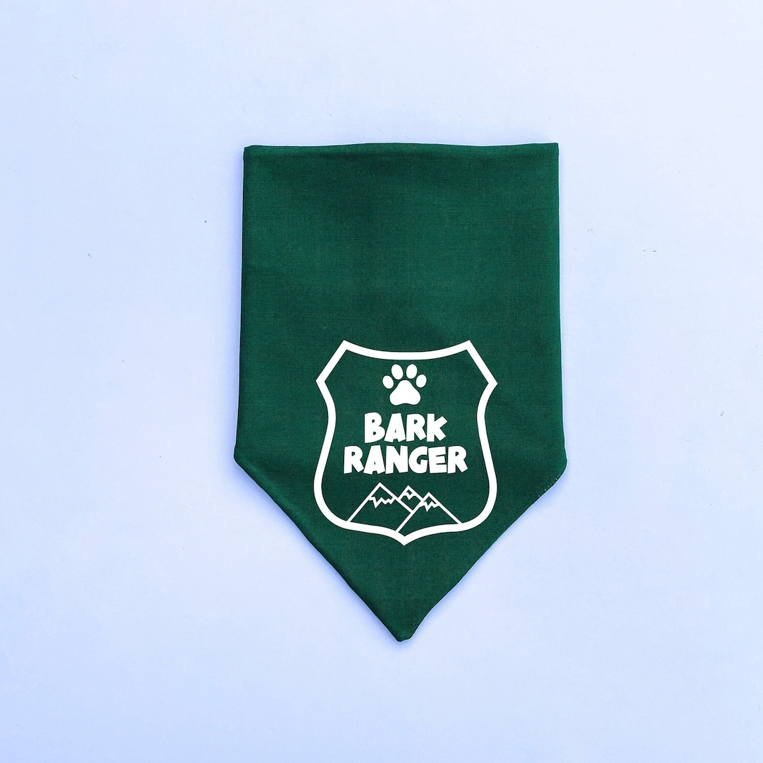 Bark Ranger Dog Bandana | Hiking Dog | Over the Collar or Tie On - Etsy