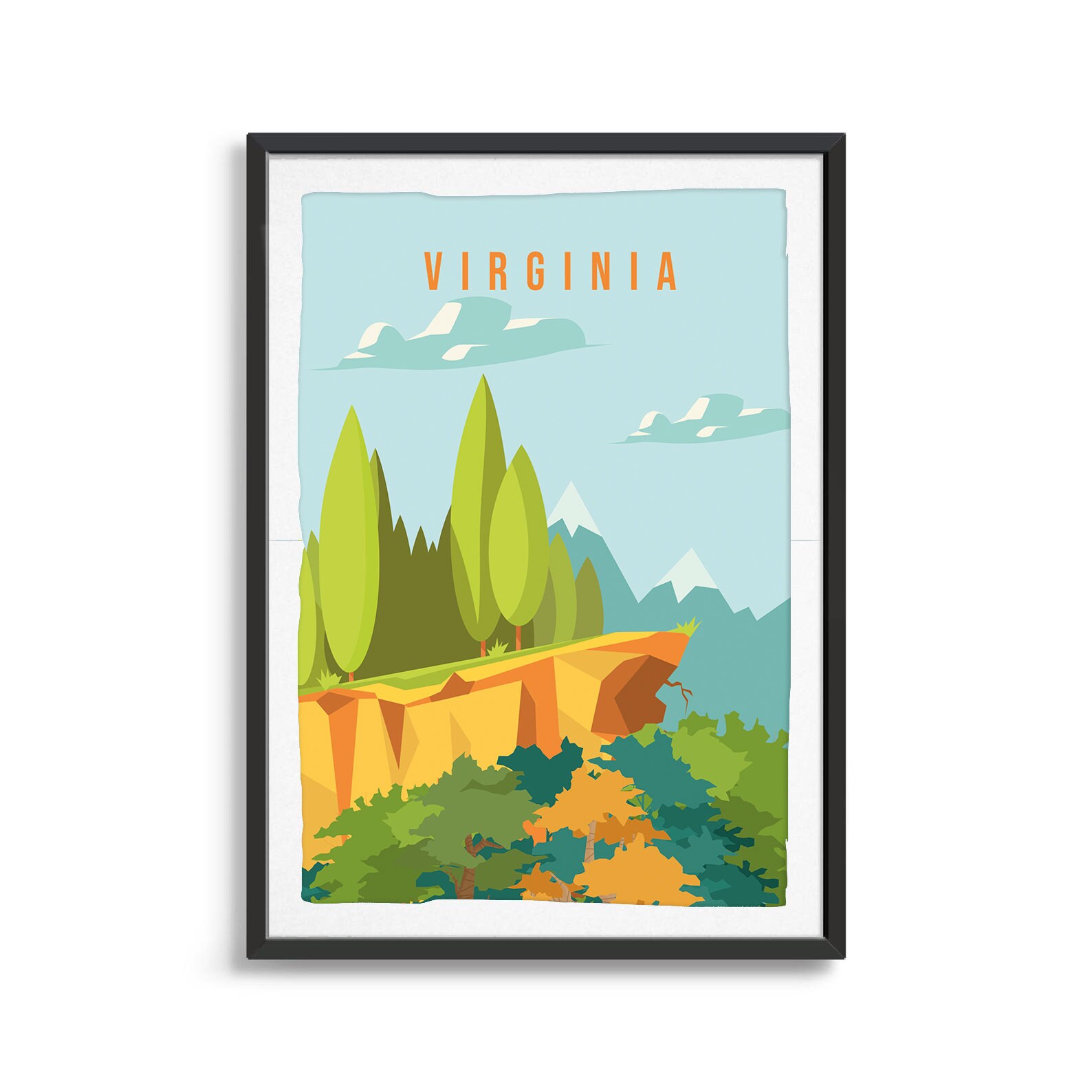 Virginia State Poster, State Art, State Wall Art, World Print, State ...