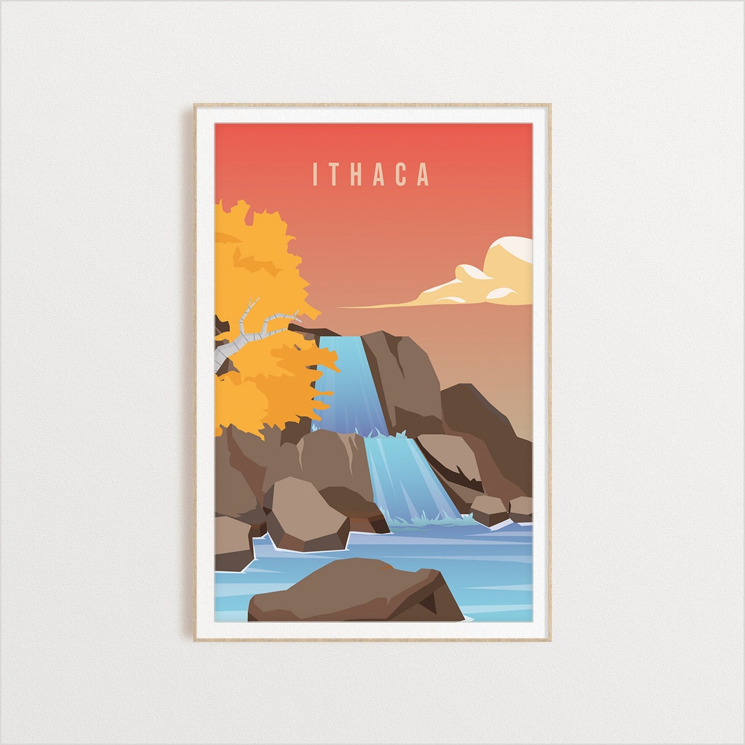 Ithaca Country Poster Art, City Wall Art, Country Art, Country Poster ...