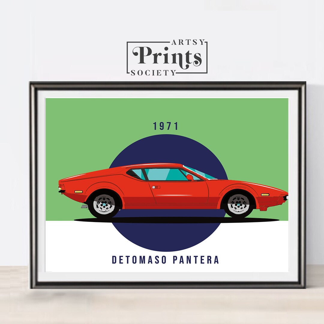 1971 Detomaso Pantera Poster Art, Car Wall Art, Classic Car Poster, Car ...