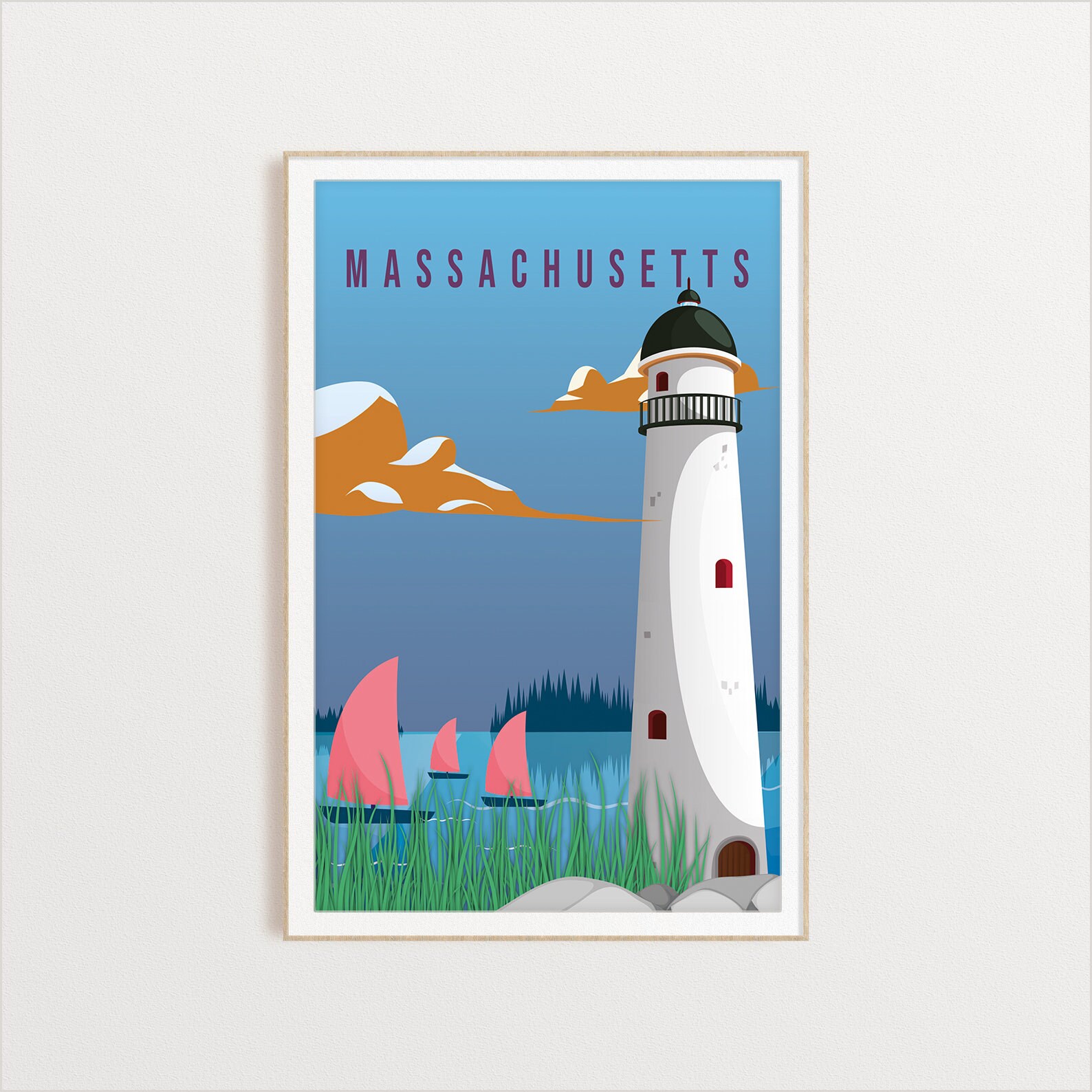 Massachusetts State Poster, State Art, State Wall Art, World Print ...