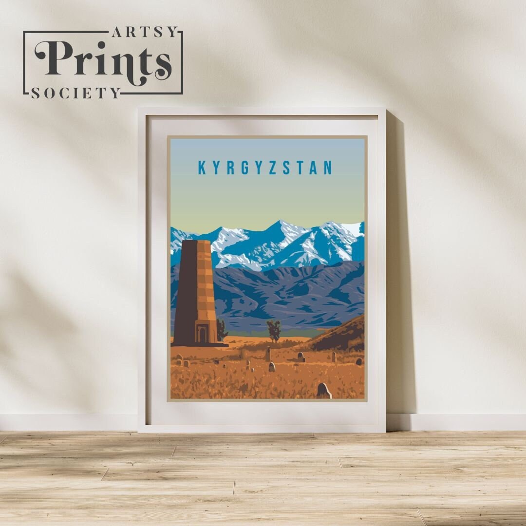 Kyrgyzstan Country Poster Art, City Wall Art, Country Art, Country ...