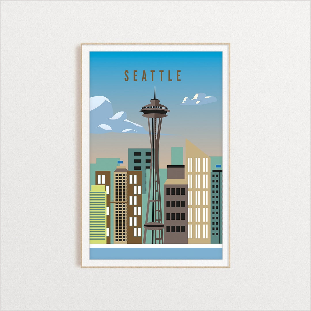 Seattle Washington Poster Art, City Wall Art, City Art, City Poster ...