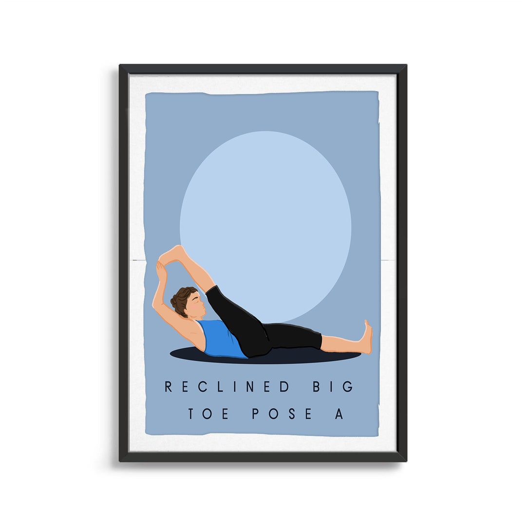 Reclined Big Toe Pose A | Yoga Digital Download, Warrior I Pose Yoga ...
