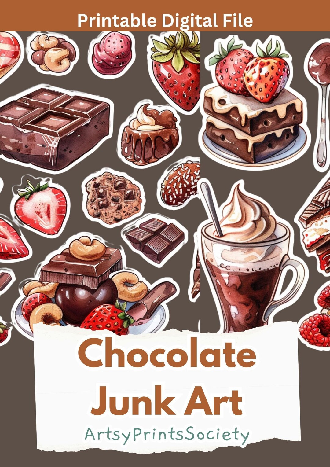 Chocolate Junk Art Kit, Journal Printable, Digital Download, Mixed ...