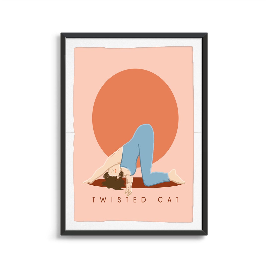 Twisted Cat Pose | Yoga Digital Download, Warrior I Pose Yoga Art ...
