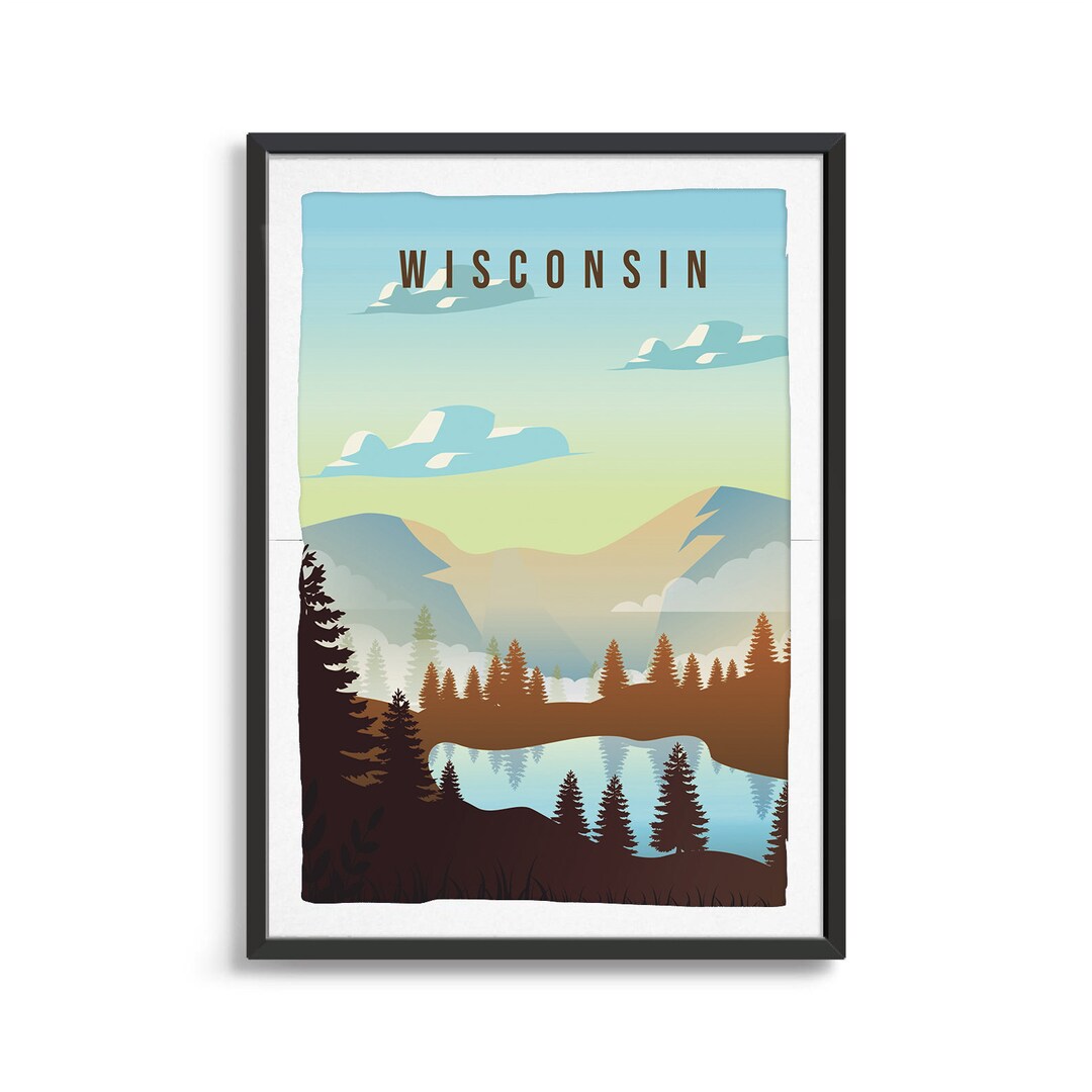 Wisconsin State Poster, State Art, State Wall Art, World Print, State ...