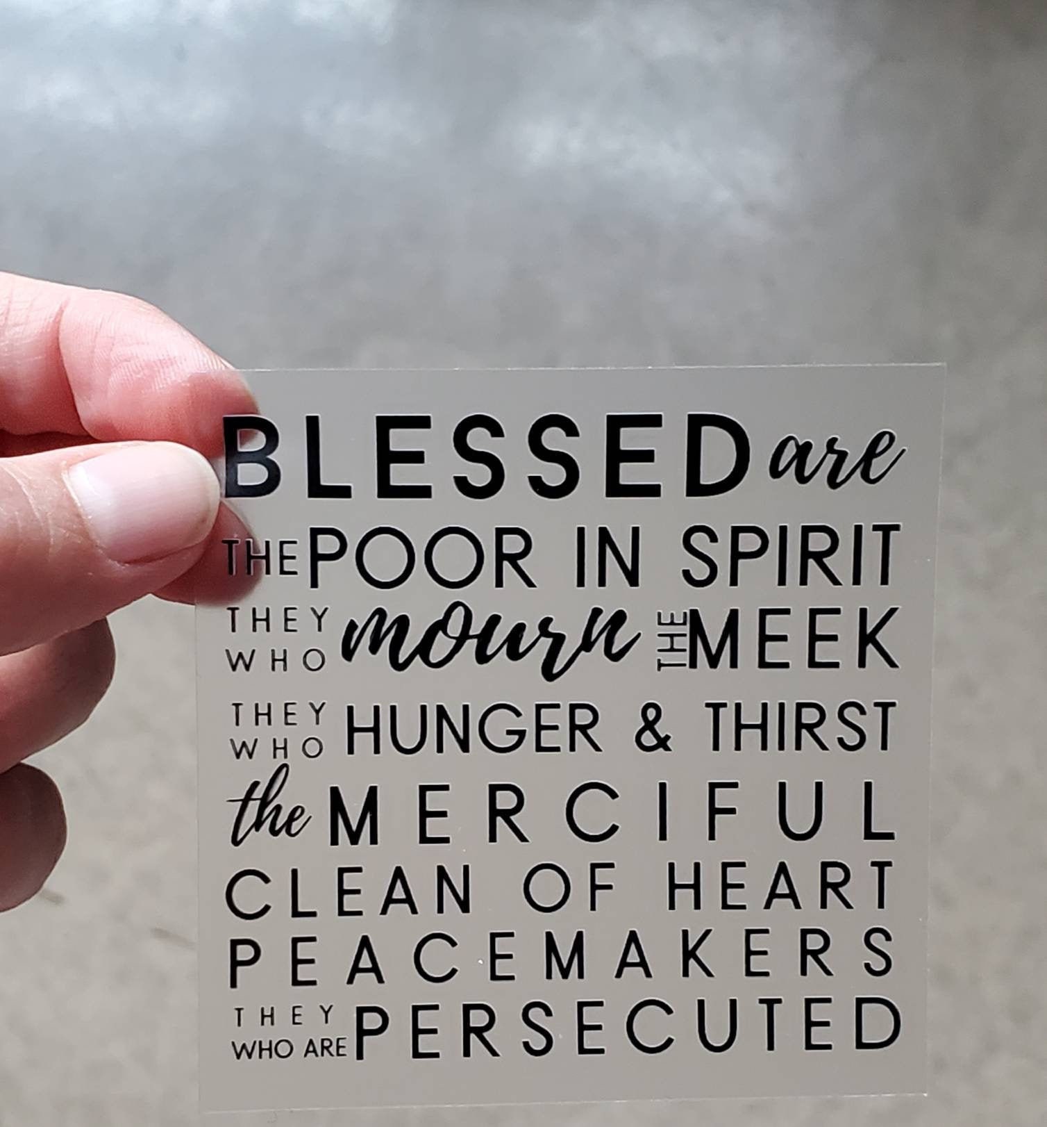 The Beatitudes Vinyl Square Transparent Sticker Bible | Etsy