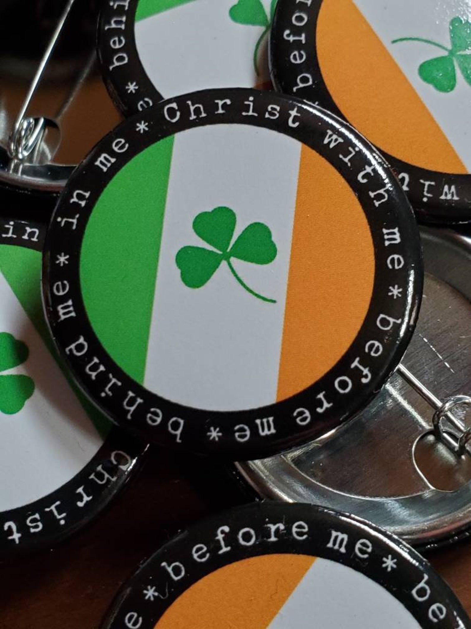 St. Patrick Button Christ With Me Behind Me Before Me | Etsy