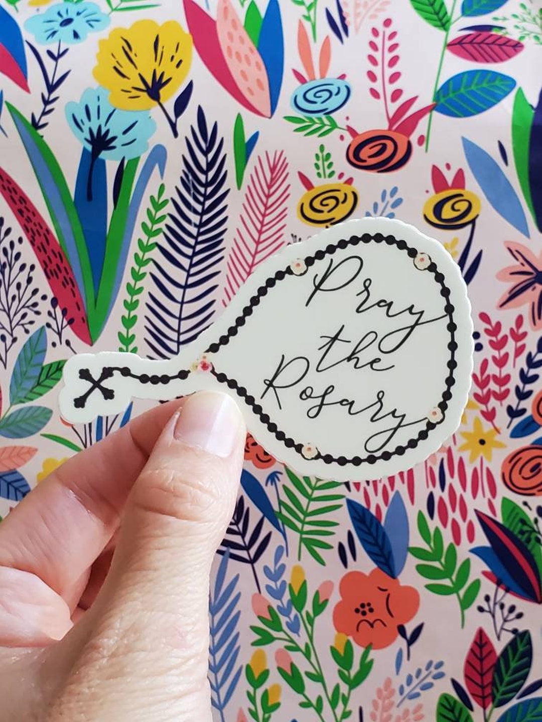 Pray the Rosary Sticker Catholic Decal Marian Sticker Blessed Mother ...