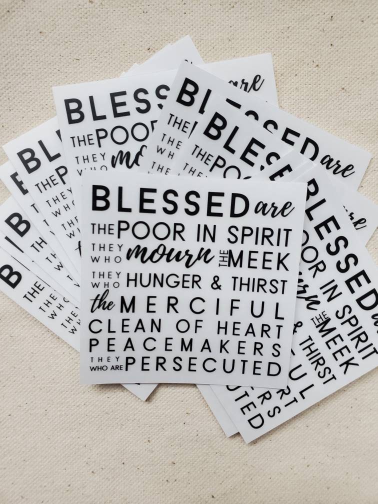 The Beatitudes Vinyl Square Transparent Sticker Bible | Etsy