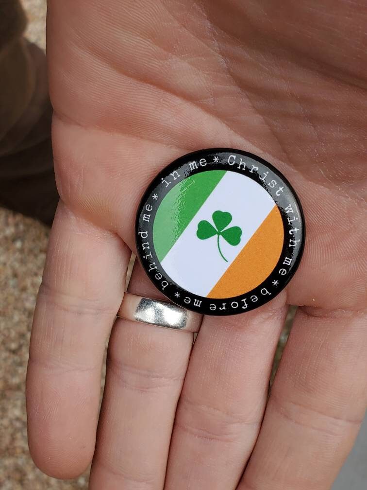 St. Patrick Button Christ With Me Behind Me Before Me | Etsy