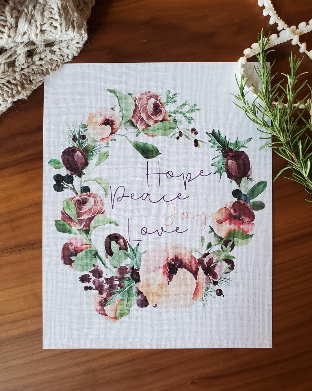 Advent Wreath 8x10 Print | Christmas | Hope, Peace, Joy, Love ...