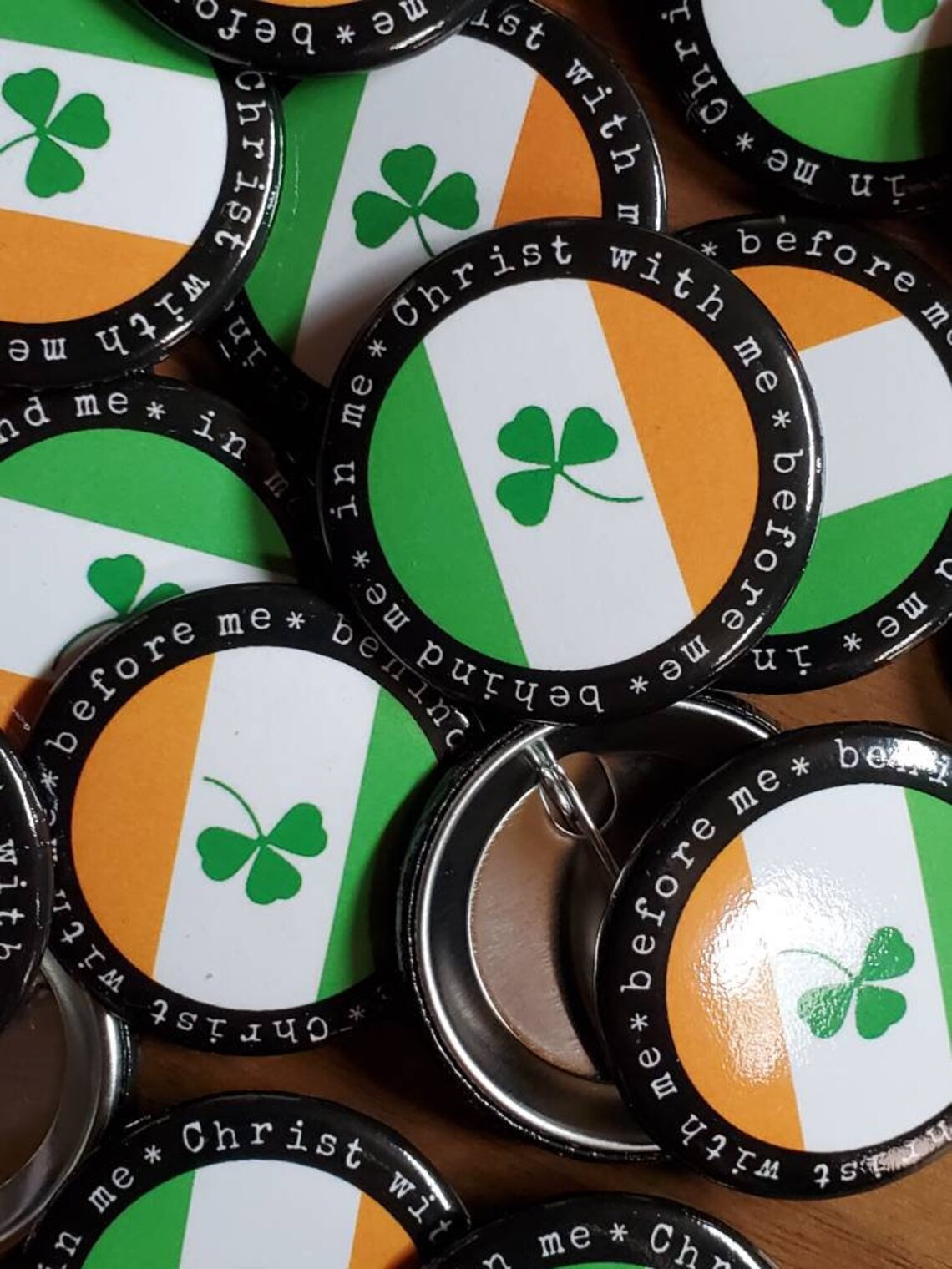 St. Patrick Button Christ With Me Behind Me Before Me | Etsy