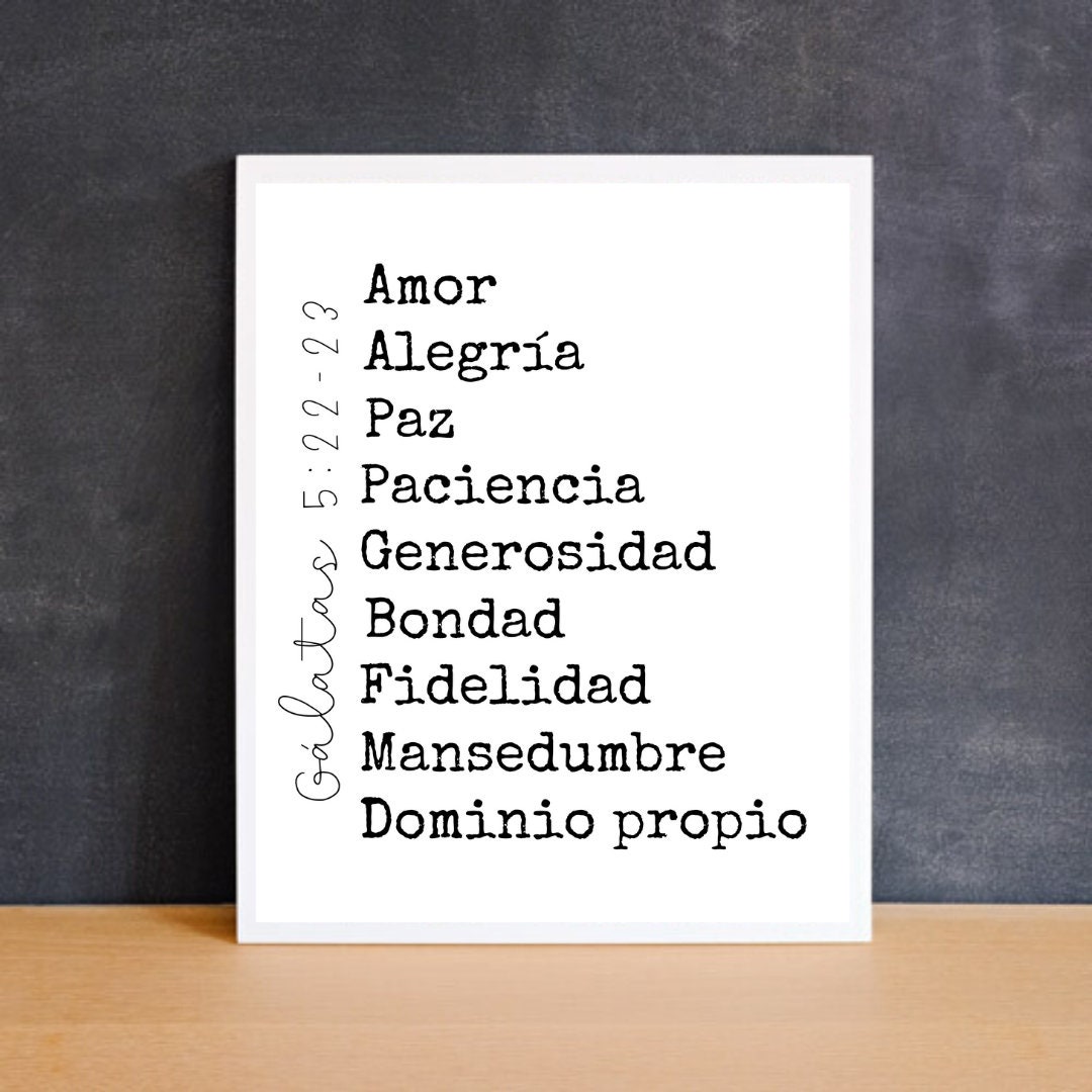 SPANISH DIGITAL DOWNLOAD Fruits of the Spirit Wall Art | Christian ...