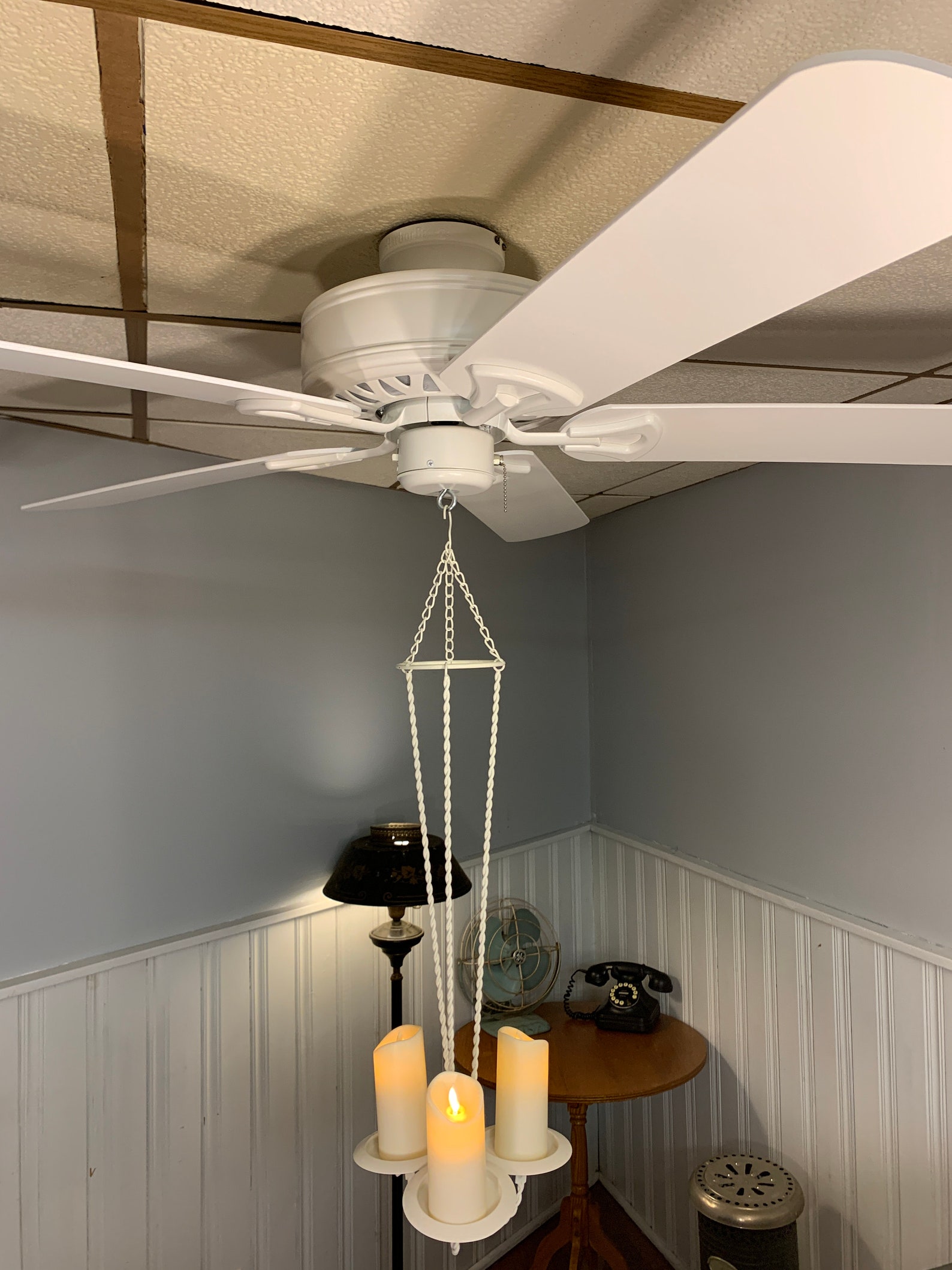 Custom Ceiling Fan Hanging Candle Holder Light Kit NO WIRING REQUIRED ...