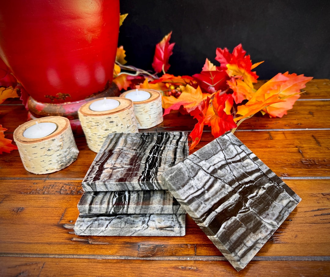 Stone Coasters, Coaster Set, Drink Coasters, Square Coasters, Granite ...