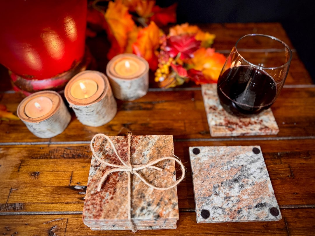 Stone Coasters, Coaster Set, Drink Coasters, Granite Coasters, Square ...
