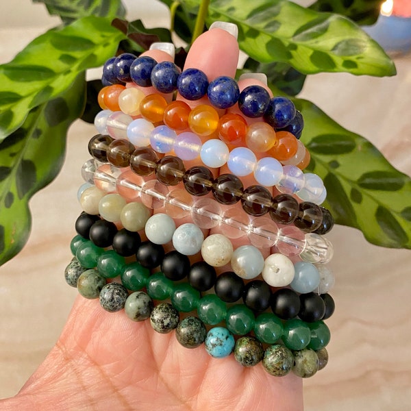 Gemstone Stretch Bracelets - Etsy