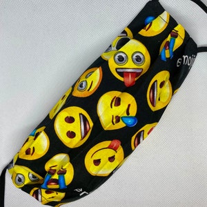 Emoji Face Mask, Smiley Face Mask, Cotton Face Mask, Reusable Face Mask ...