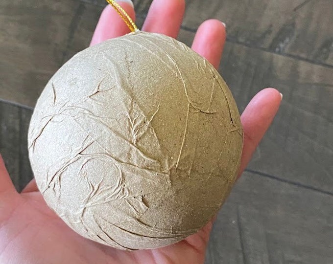 4 - 80mm Textured Paper Mache Ball Ornaments Unfinished, Natural ...