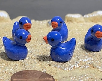 5 Miniature Ducks Mint Green, Fairy Garden Ducks, Dollhouse Miniature ...