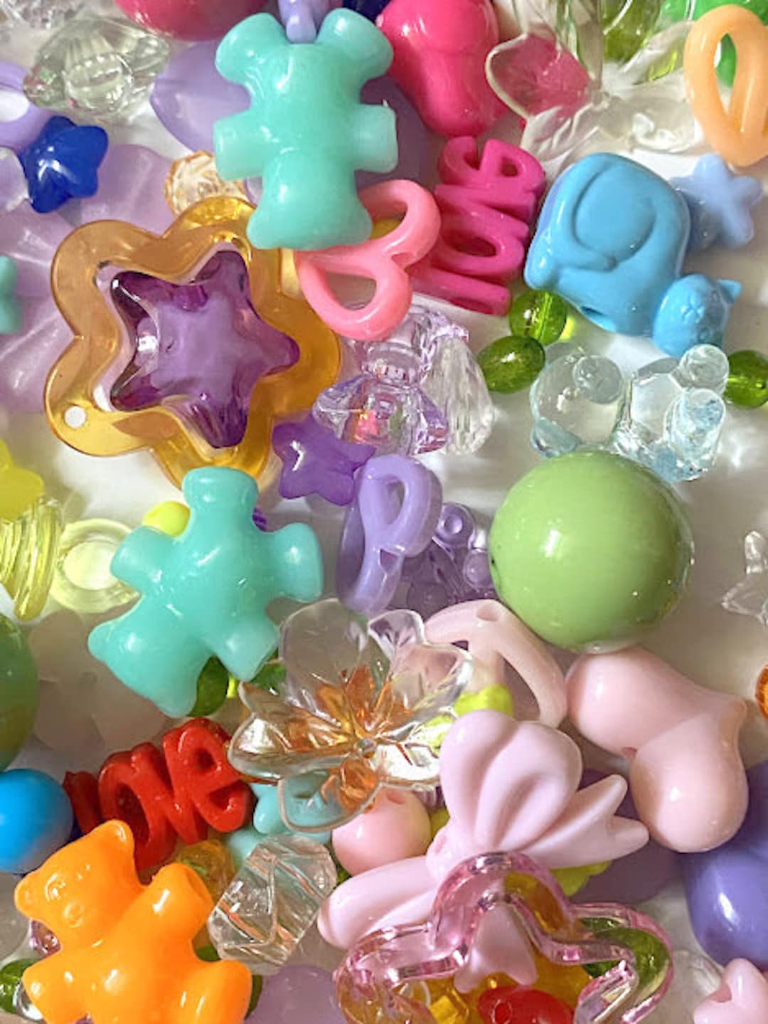 100 Assorted Bead Soup Mix Starter Bead Kit Jewelry Making Kawaii Candy ...