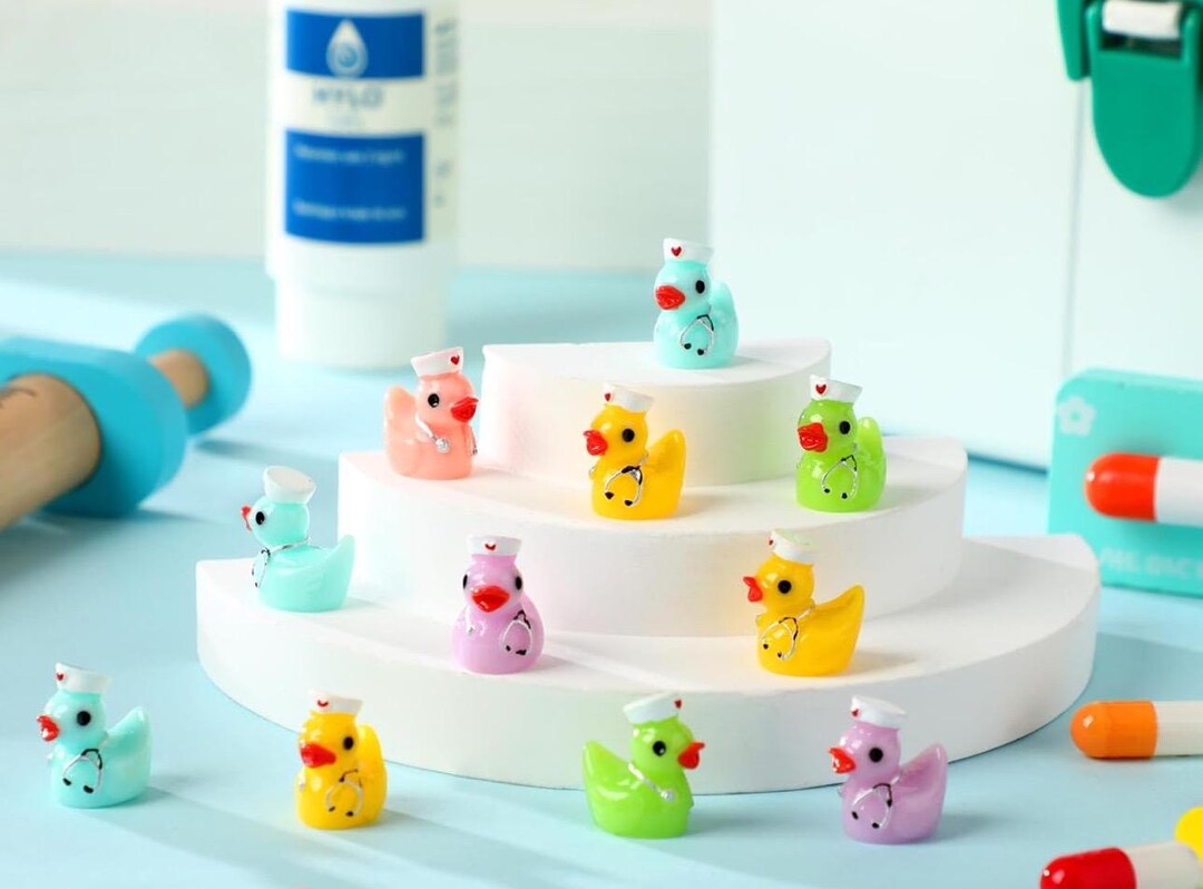 Miniature Nurse Ducks With Stethoscope Multi Color, Nurse Hat Ducks ...