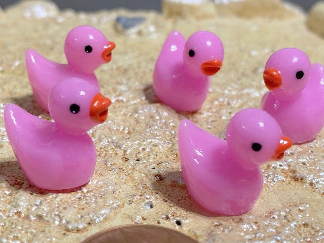 50 Miniature Ducks Pink, Fairy Garden Ducks, Dollhouse Miniature Rubber ...