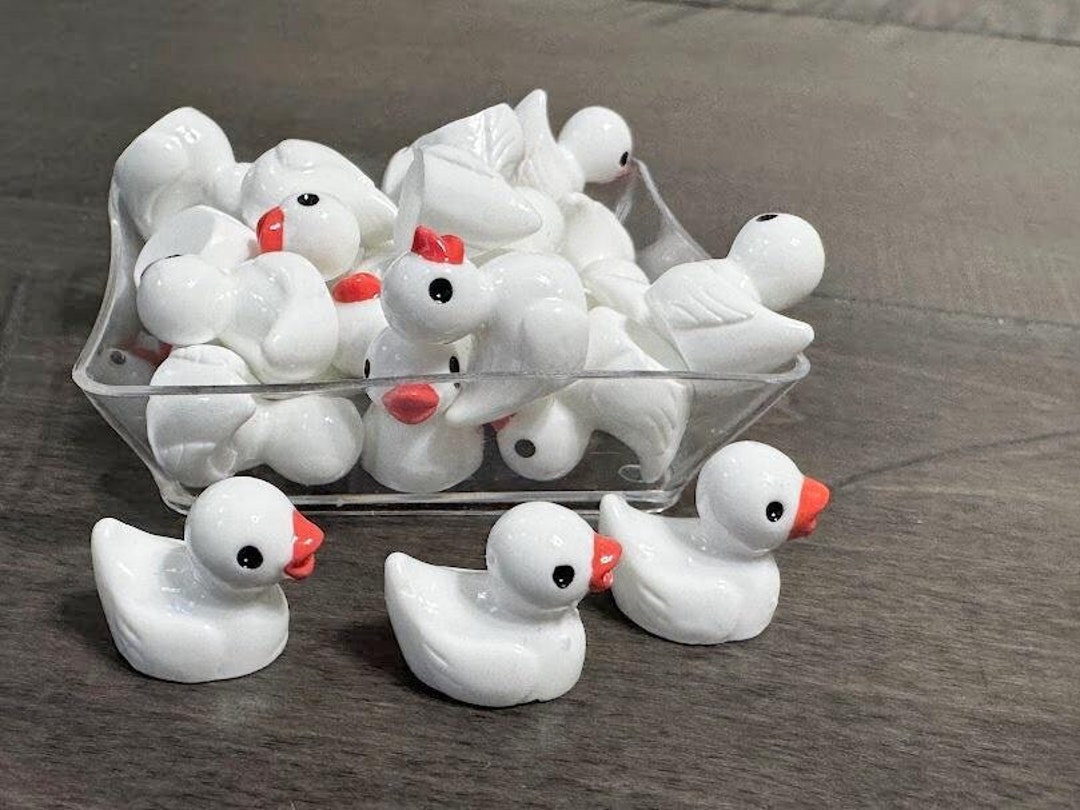 50 White Mini Resin Ducks, Miniature Duck Cabochons - Mini Fairy Garden ...