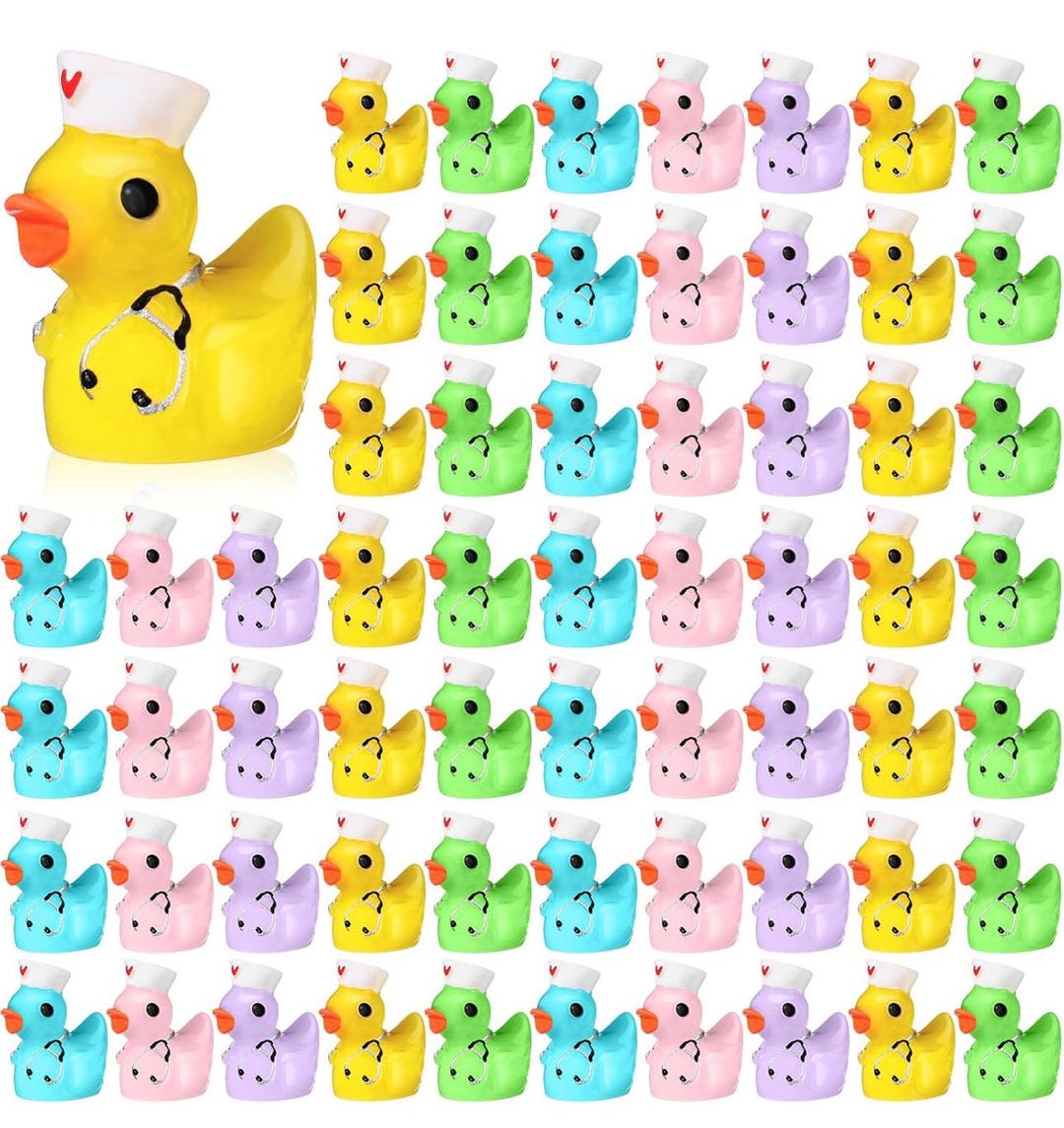 20 Nurse Ducks With Stethoscope Mini Resin Ducks Multi Color, Nurse Hat ...