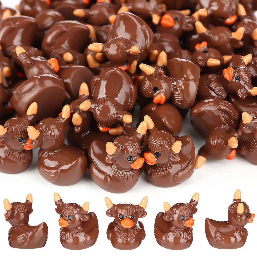 10 Highland Cow Ducks Mini Resin, Ducks, Cruise Ducks, Miniature ...