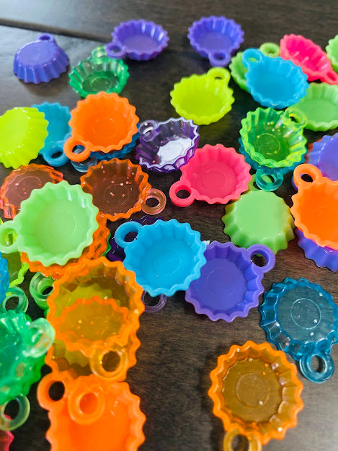 10 Bottle Cap Charms MIX, Kids Craft Charms, Bottle Caps, Miniature ...