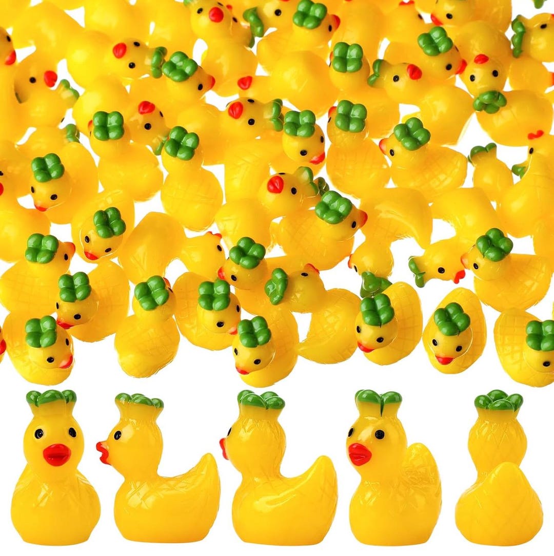 Mini Pineapple Resin Ducks, Tiny Ducks, Fairy Garden, Dollhouse ...