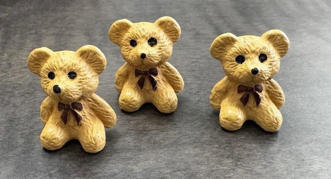 3 Teddy Bears Mini Resin Bears, Fairy Garden, Dollhouse, Trinkets, I ...