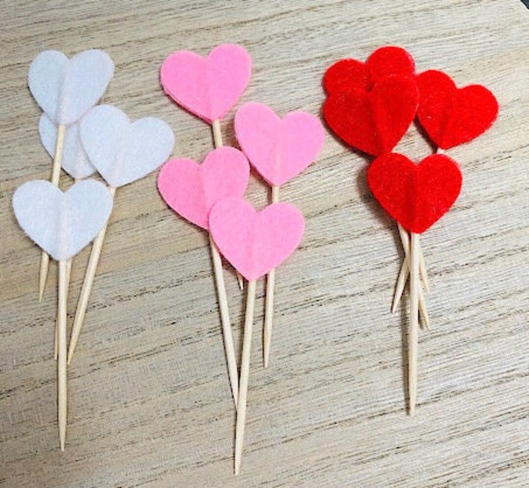24 Heart Party Picks, Valentine's Day Party Toothpicks, Fruit Picks ...