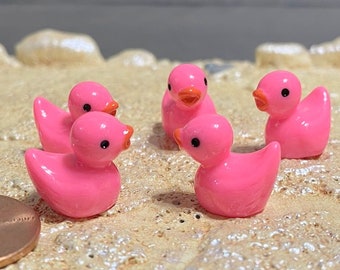 5 Miniature Ducks Mint Green, Fairy Garden Ducks, Dollhouse Miniature ...