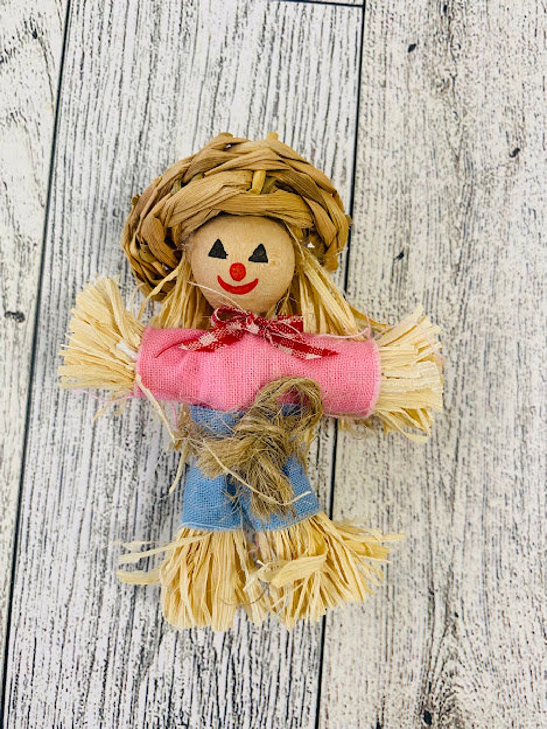 Miniature Scarecrow Light Blue 2 1/2 Inch Dollhouse Miniatures Fairy ...