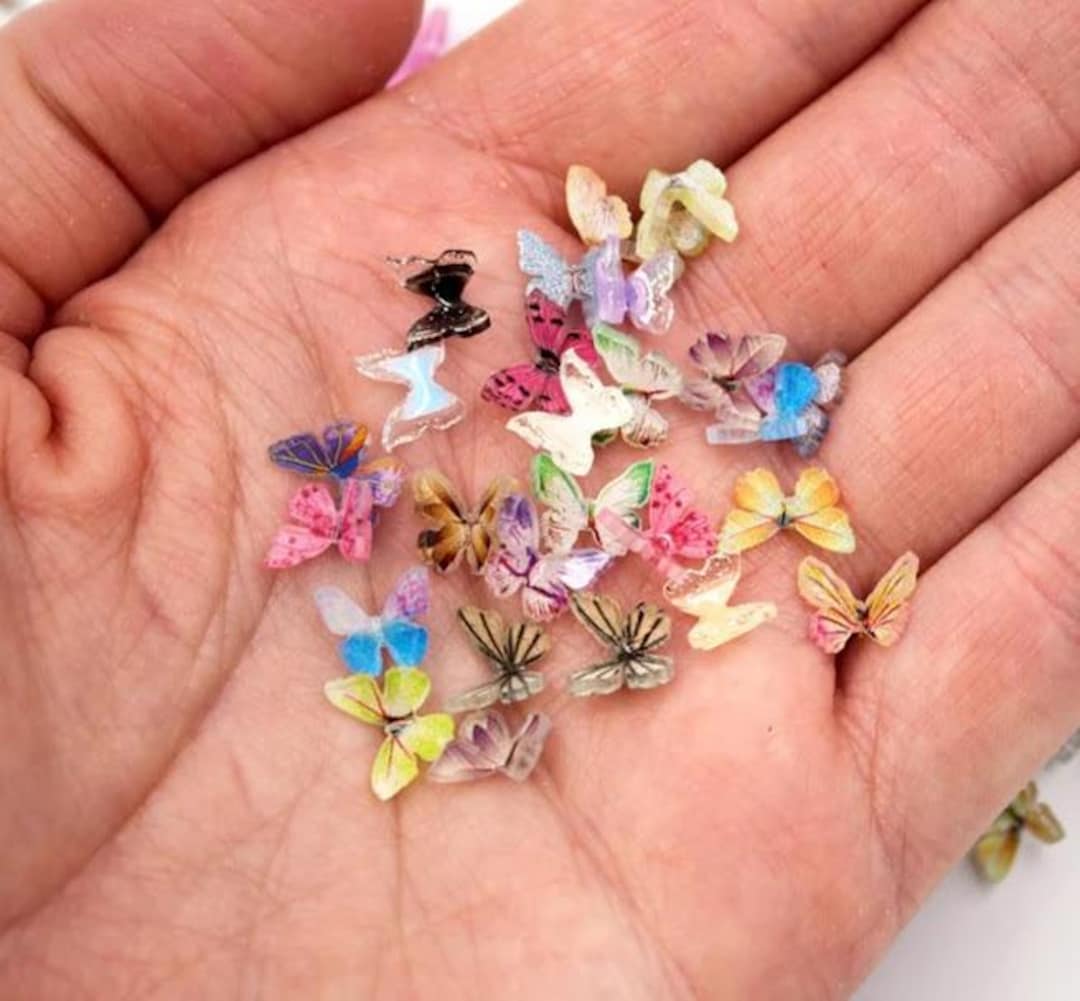 10 Micro Miniature Butterflies, Tiny Butterfly, 8mm Acrylic Butterfly ...