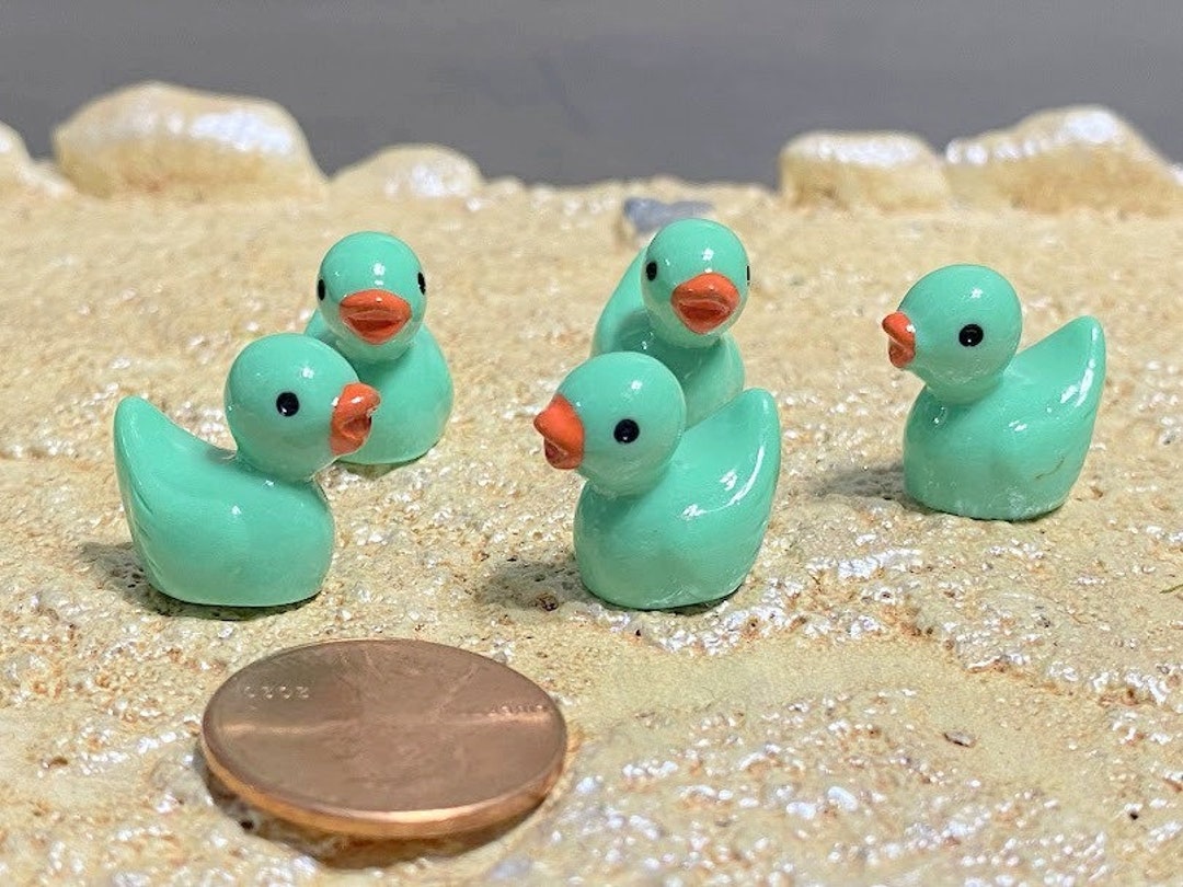 50 Miniature Ducks Mint Green, Fairy Garden Ducks, Dollhouse Miniature Rubber Ducks, Slime ...
