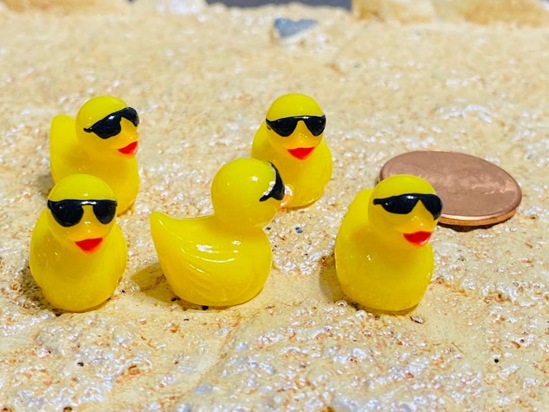 50 Miniature Ducks Yellow With Glasses, Fairy Garden Ducks, Dollhouse ...
