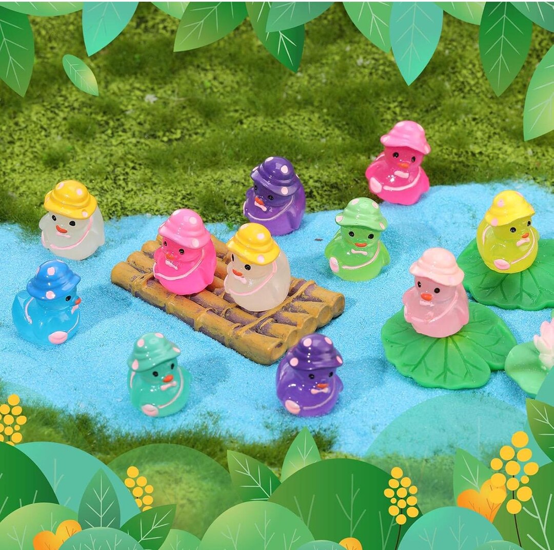 Miniature Ducks With Hat and Purse, Mini Summer Ducks, Fairy Garden ...
