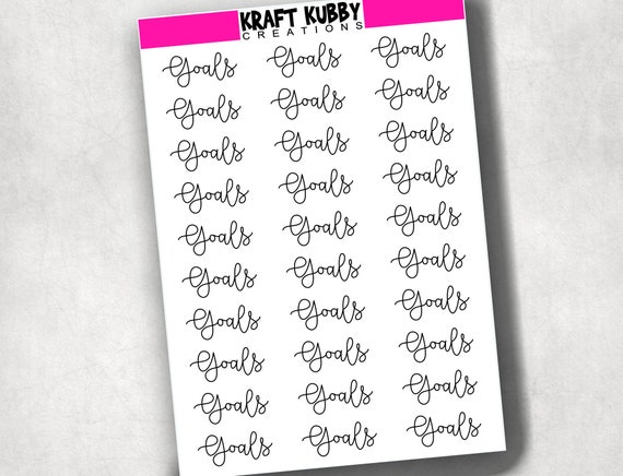 GOALS Script-cursive Planner Stickers Cursive Text - Etsy