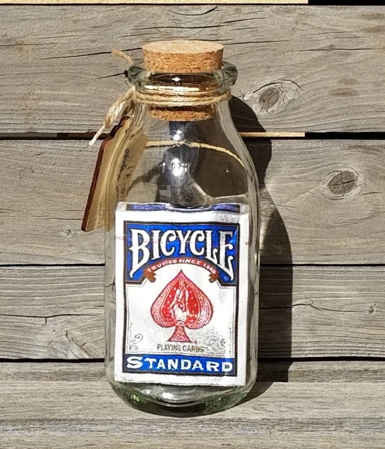 Impossible Bottle: Vintage Milk Bottle With Playing Cards in Cellophane ...